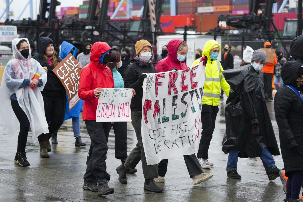 Protesters calling for Gaza cease-fire block road at Tacoma port while ...